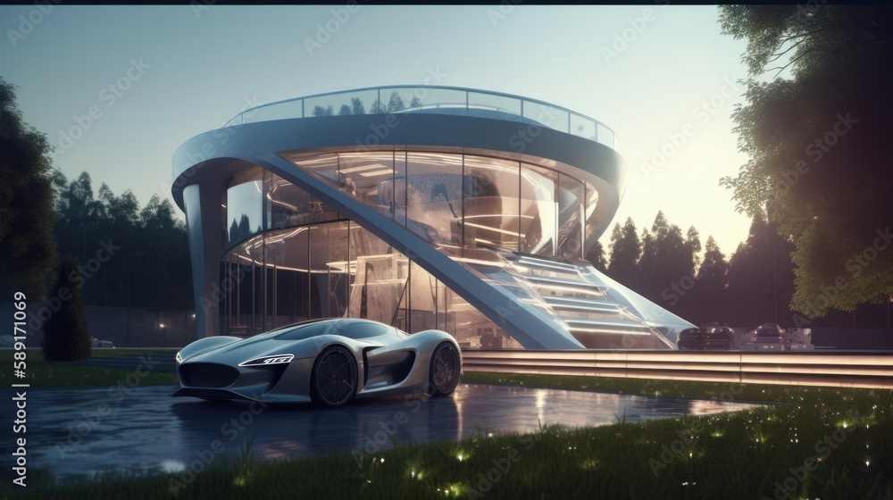 Experience Luxury Living in a Bionic House with Sleek Supercars and ...
