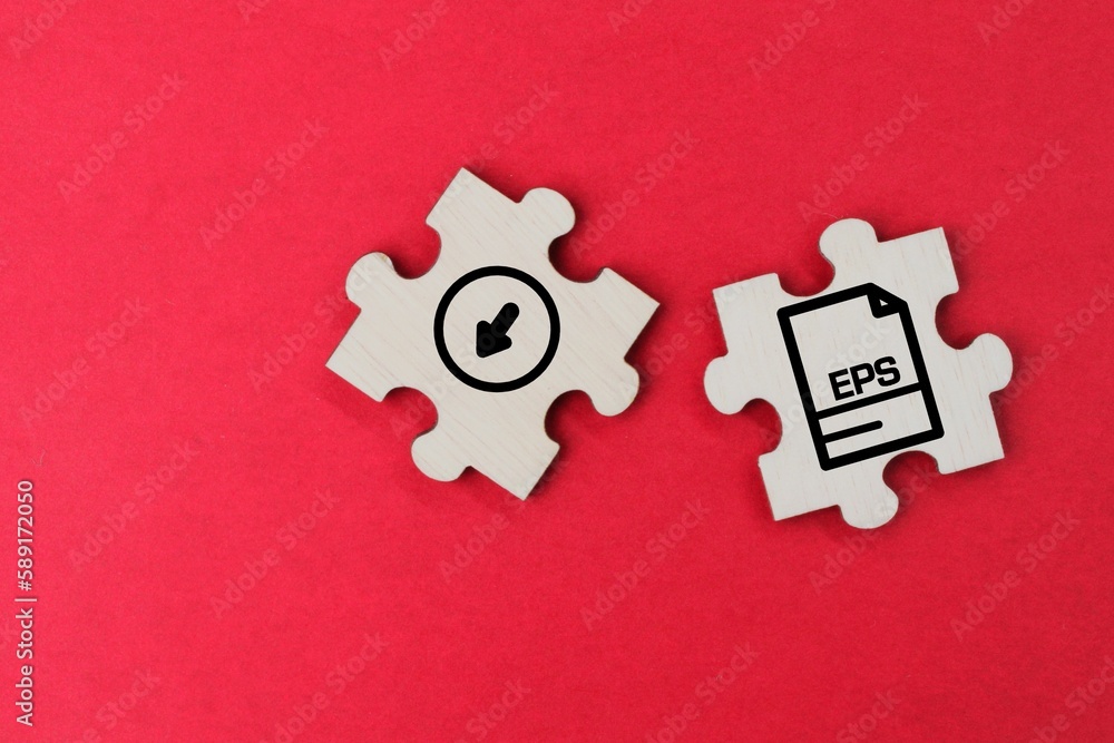 wooden puzzle with EPS file format icon and save file. the concept of ... wooden puzzle with EPS file format icon and save file. the concept of ...
