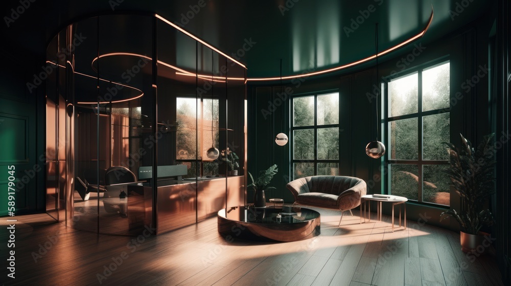 Shiny Rose Gold and Dark Green Interiors: Bionic Award-Winning Design ...