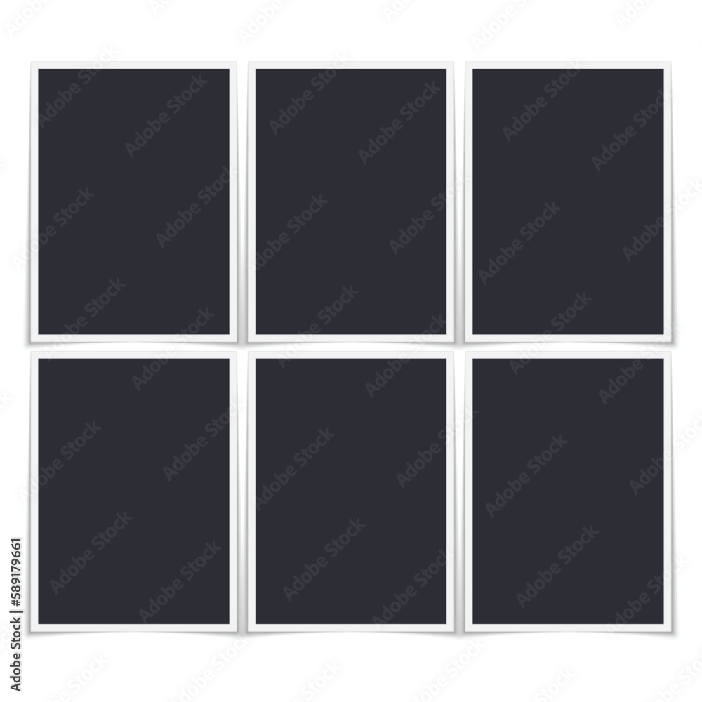 Collection of vector blank photo frames with shadow effects isolated on ...