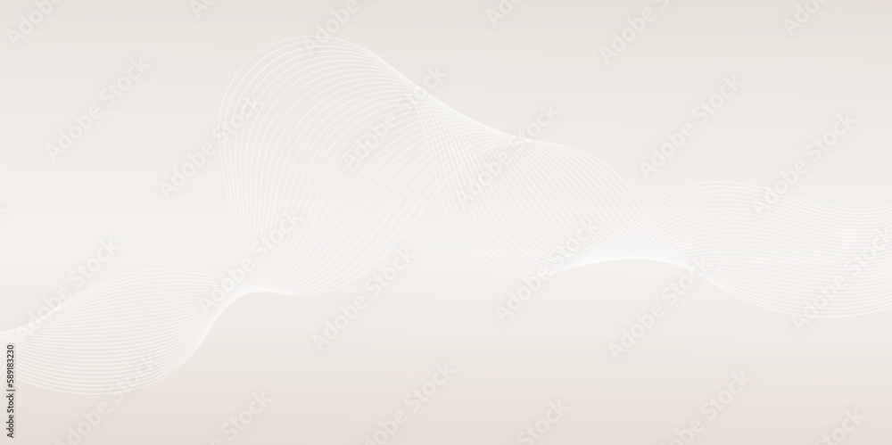 Vetor de Abstract soft white wave curve on grey luxury background. Abstract white paper wave ...