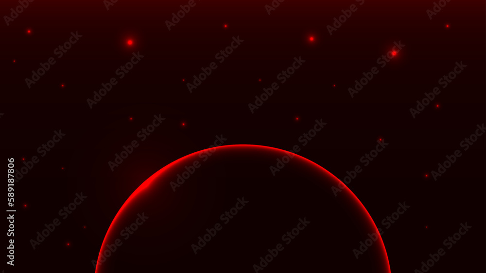 Futuristic retro neon light abstract background, red planets in space ...