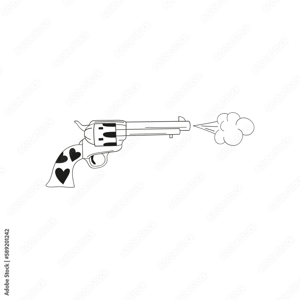 Howdy Valentines Day vintage smoking gun with hearts vector ...