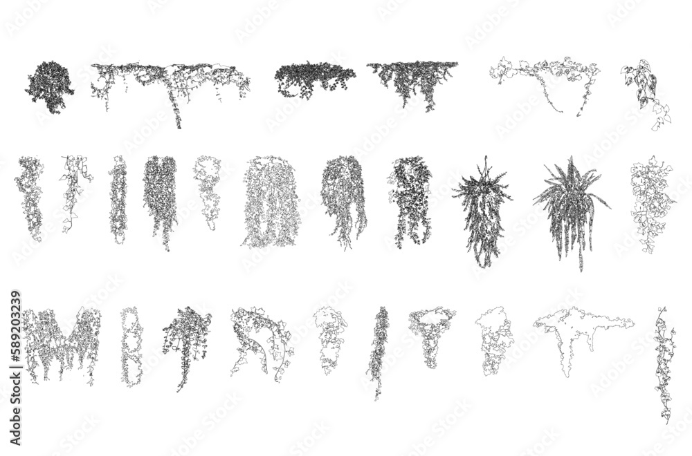 Landscape Architectural Symbols Poster Side View, Set Of Graphics