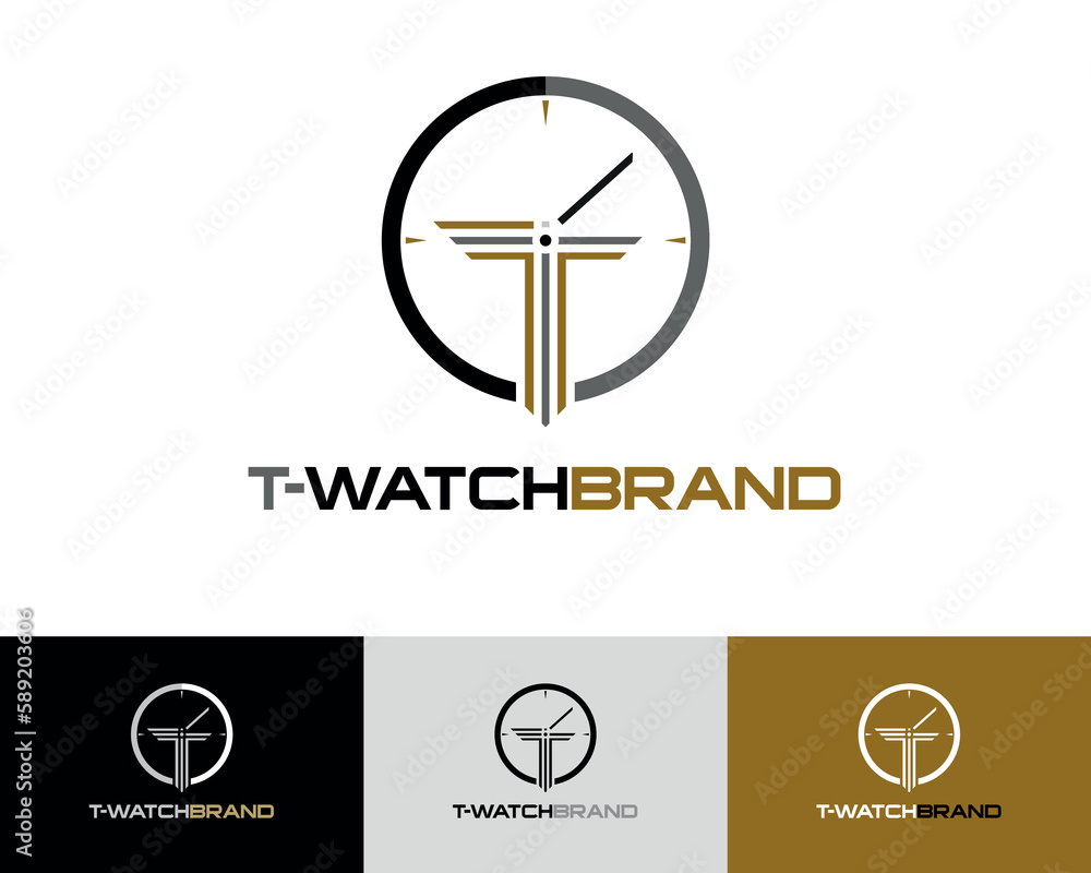 T Watch Brand Logo design with Variations in different Backgrounds ...