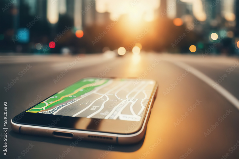 Map GPS navigation, Smartphone map application and location pin place ...