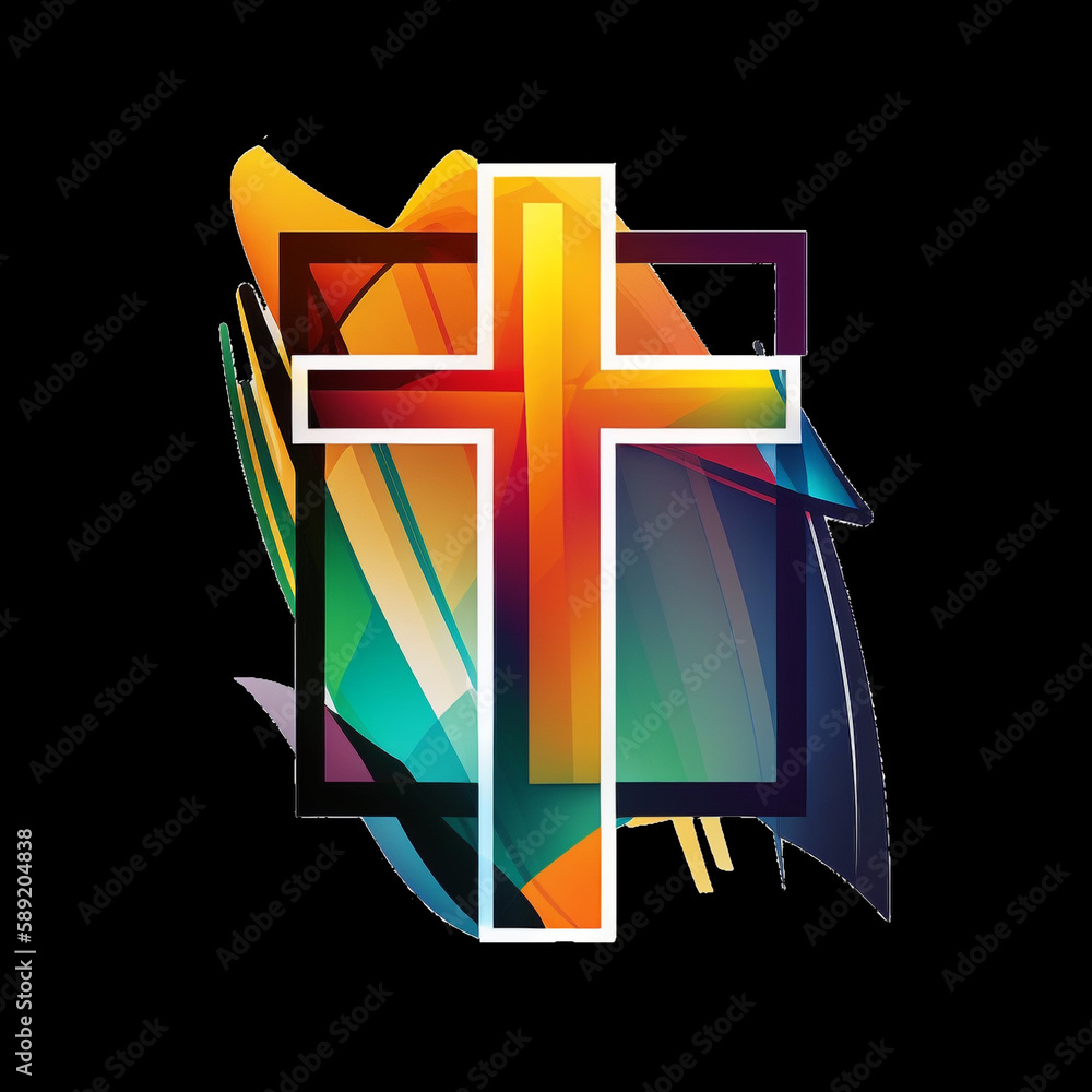 Colorful, minimalistic God Jesus logo. Cool God Jesus sticker. God ...