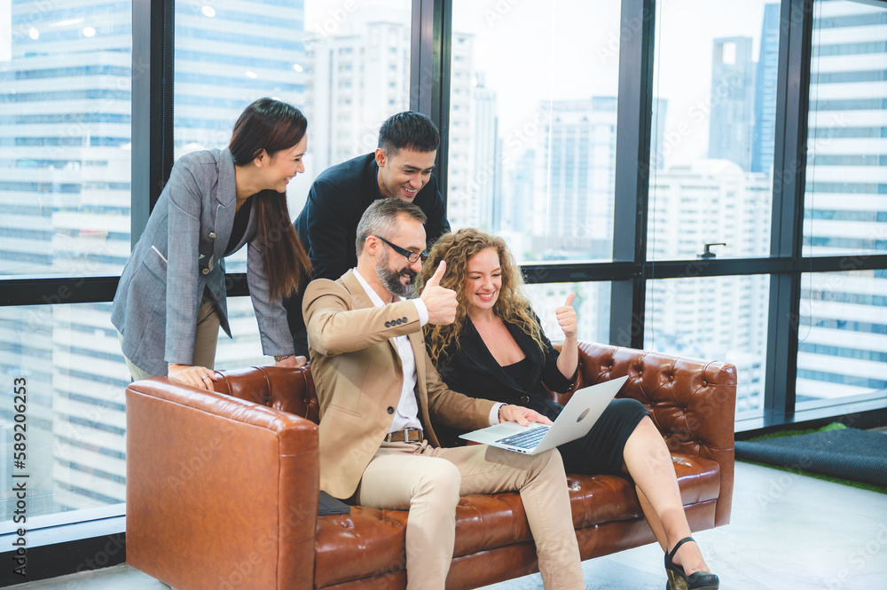 Large professional business person team meeting to showing group unity ...