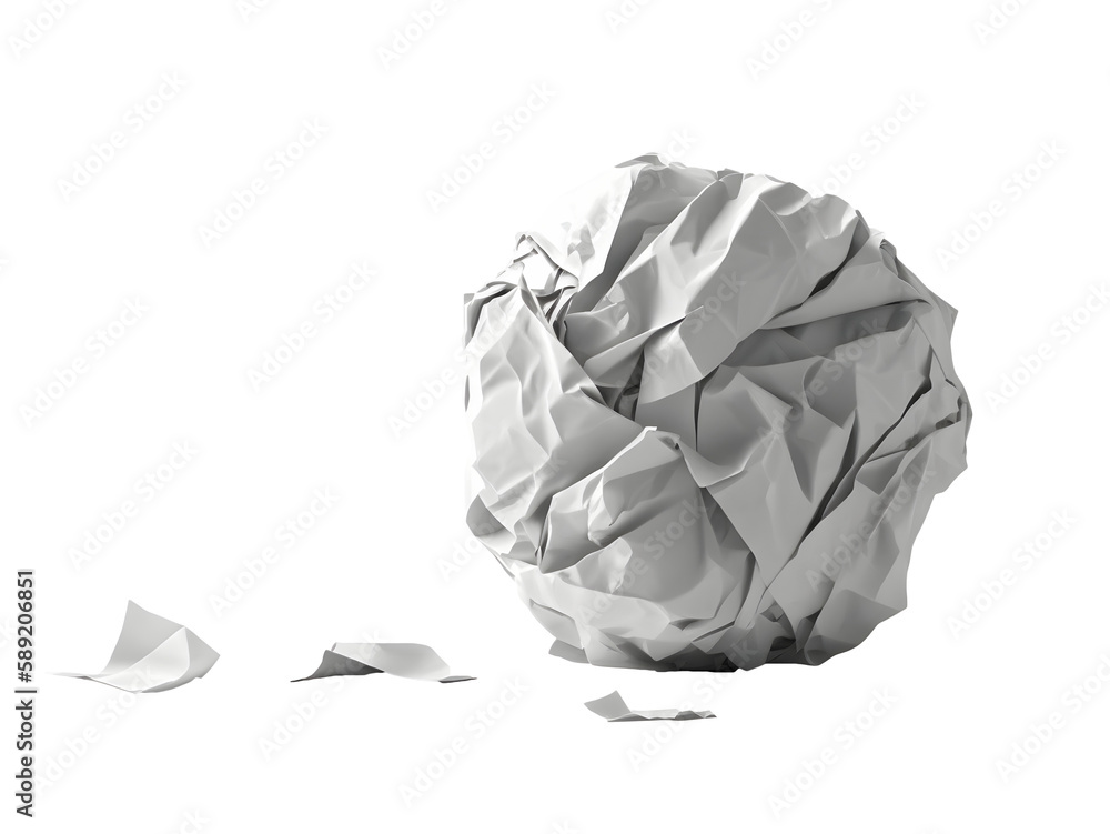 Crumpled paper balls isolated, closeup garbage trash office objects ...