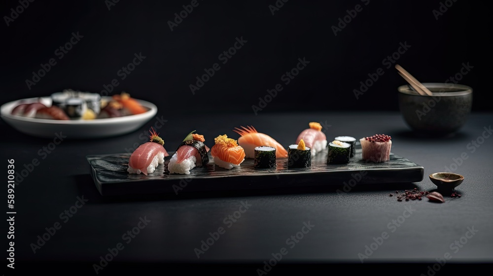 sushi on the table, created with ai generative ai technology Stock ...
