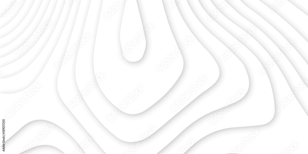 Abstract wavy line 3d paper cut white background. Topographic canyon ...