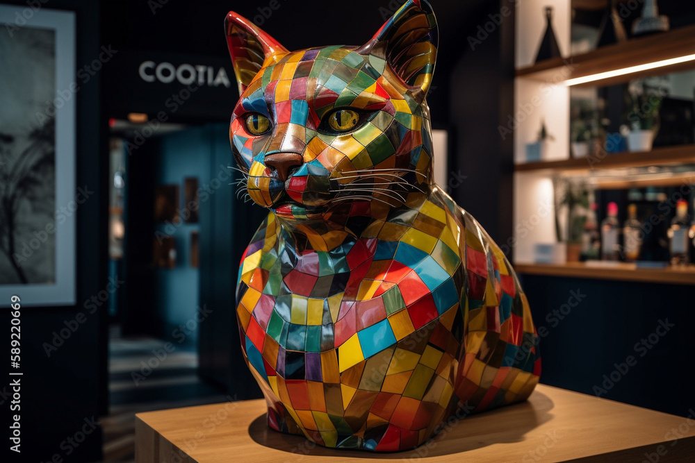 shape_of_chester_cat_by_Eduardo_Kobra__museum by AI generative Stock ...