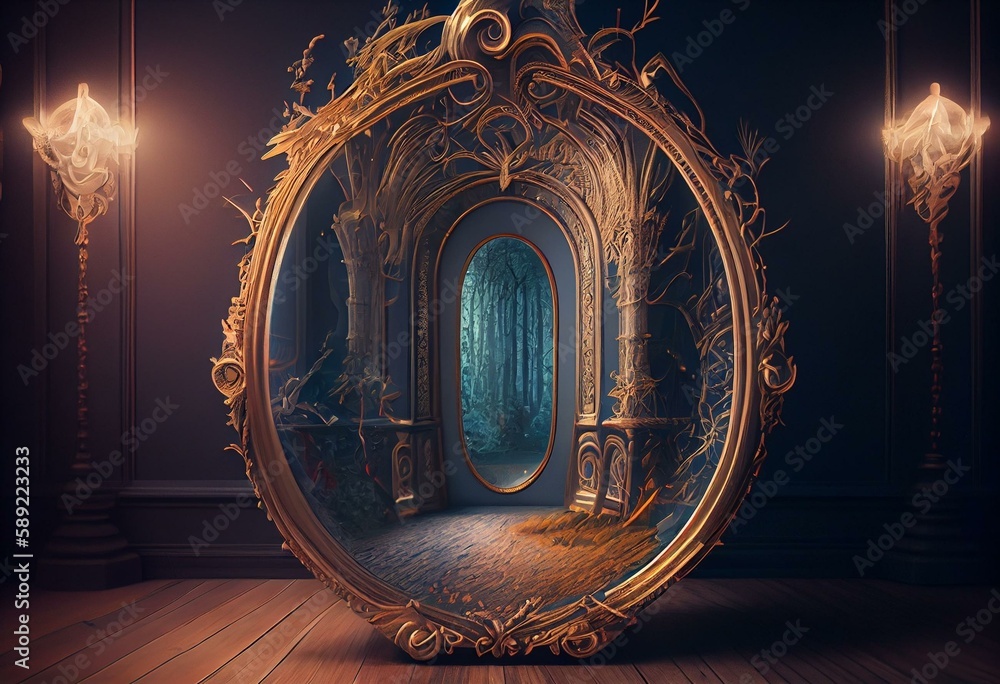 fantasy magic mirror on an empty room AI Generative. Generative AI ...