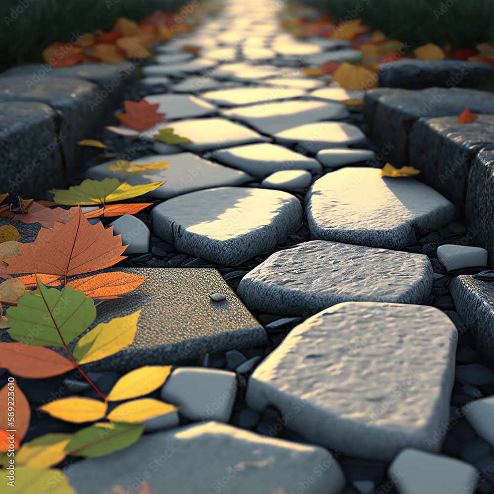 path with stone tiles Vector cartoon illustration Stock Illustration ...