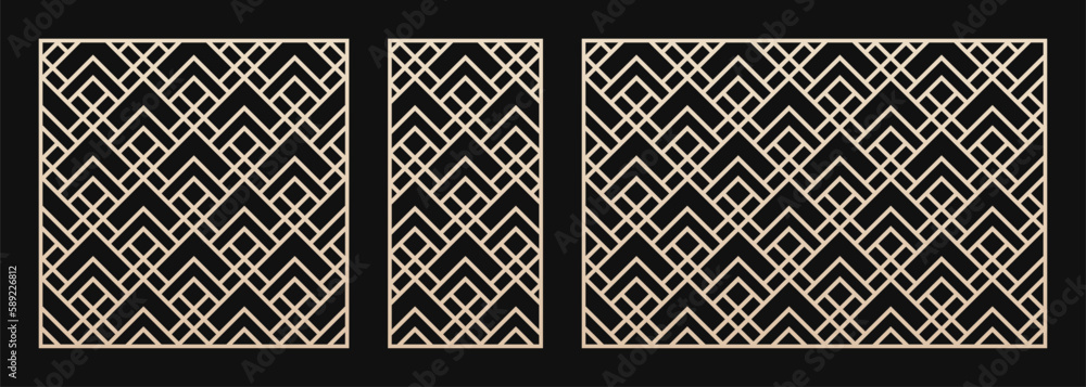 Decorative panels for laser cutting. Cut-out silhouette with abstract ...