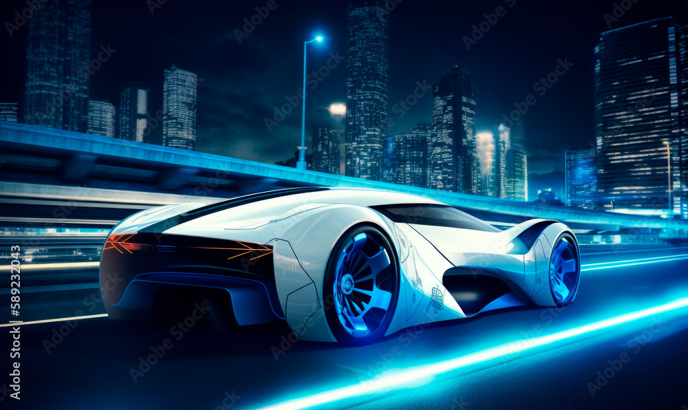 Sport car race car with light effect. Creating using generative AI ...