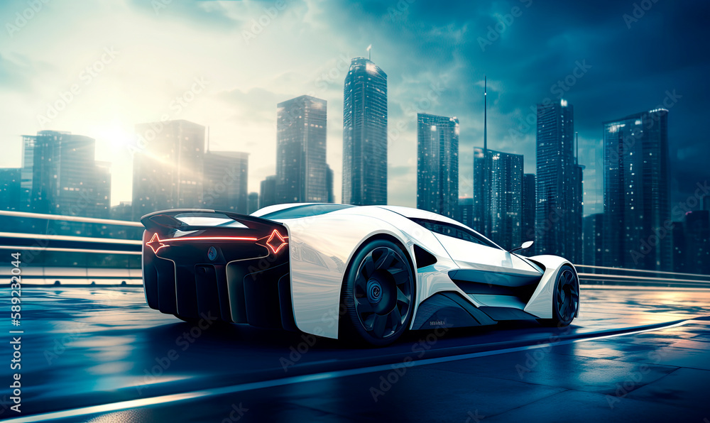 Sport car race car with light effect. Creating using generative AI ...