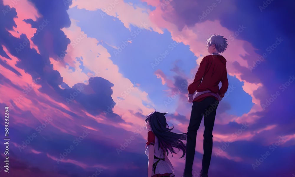 anime girl and anime boy, artist, artwork, digital art, hd 4k wallpaper ...