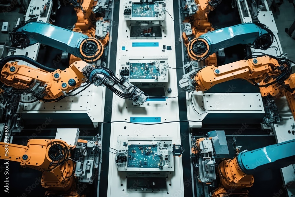 Modern factory using artificial intelligence robots and innovative ...