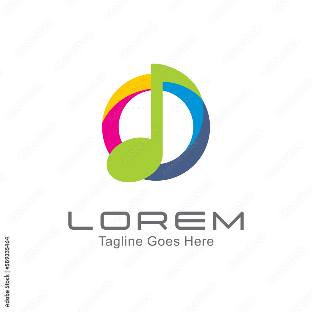 circle logo and musical note icons. logos for musicals, product brands ...