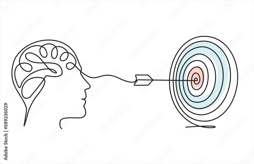 Goal, Target, Aim, Focus Line Icon. Objective-Focused Human Head Linear ... Goal, Target, Aim, Focus Line Icon. Objective-Focused Human Head Linear ...