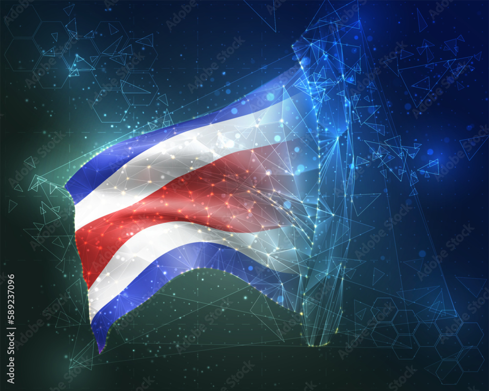 Vetor do Stock: Costa Rica, vector flag, virtual abstract 3D object ...