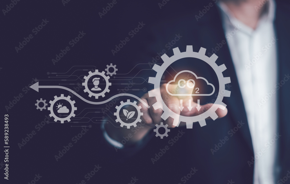 Concept of reducing CO2 emissions and carbon footprint to limit global ...