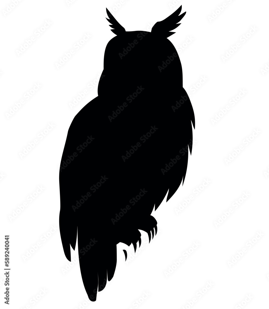 owl sitting vector silhouette black one Stock Vector | Adobe Stock