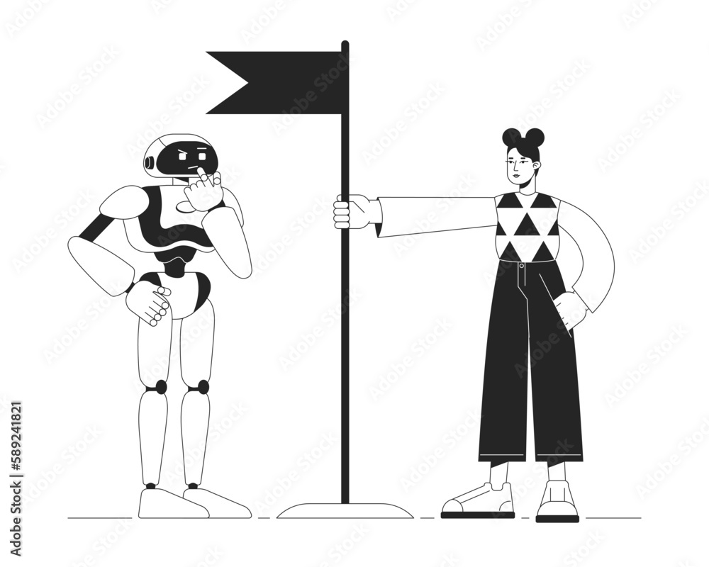 Vetor de AI bot training black and white concept vector spot ...