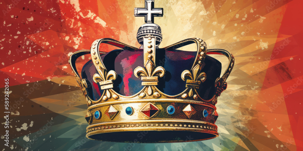 Abstract art style illustration of Crown Jewels of the United Kingdom ...