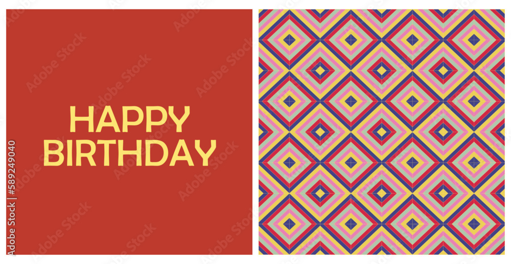 Happy birthday card vector illustration front and back side of the card ...