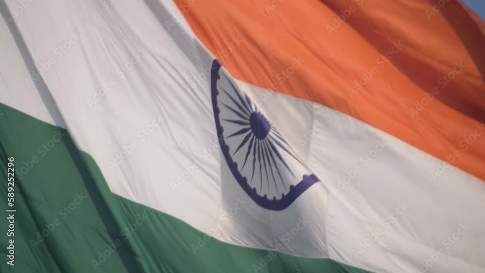 India flag flying high at Connaught Place with pride in blue sky, India ...