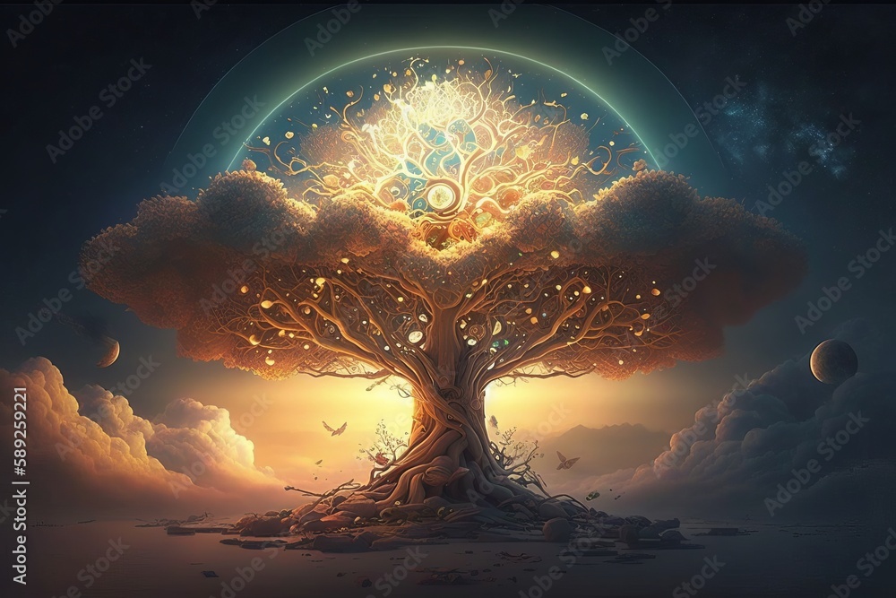 beautiful magic tree, the beginnings of life, a family tree,Generative ...