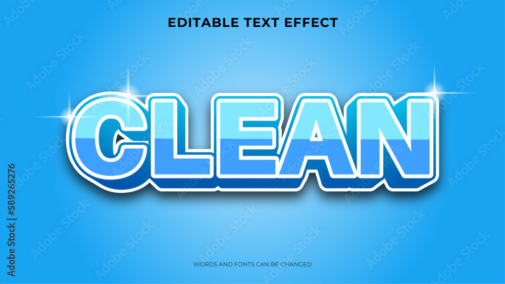 editable blue color text effect Stock Vector | Adobe Stock