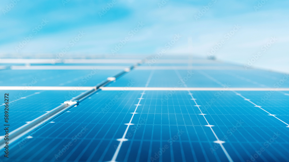 Multiple solar panels on the roof of a manufacturing building Stock ...