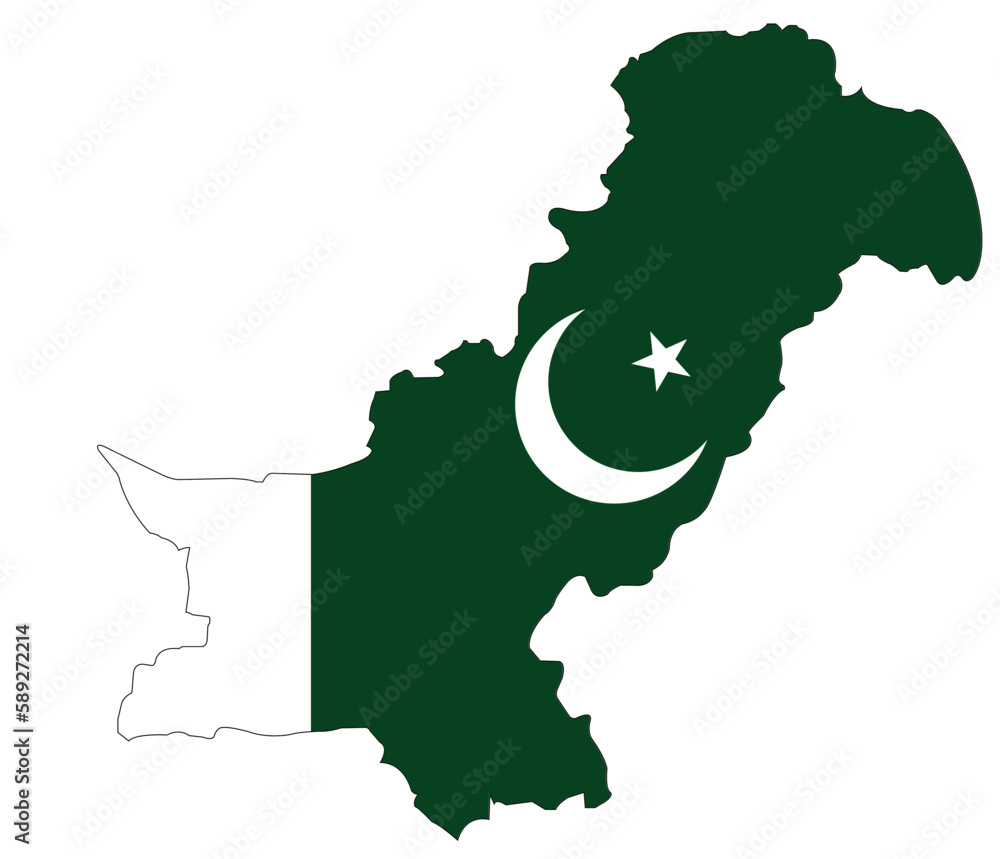New Pakistan map with flag inside it. Pakistan map including Kashmir ...
