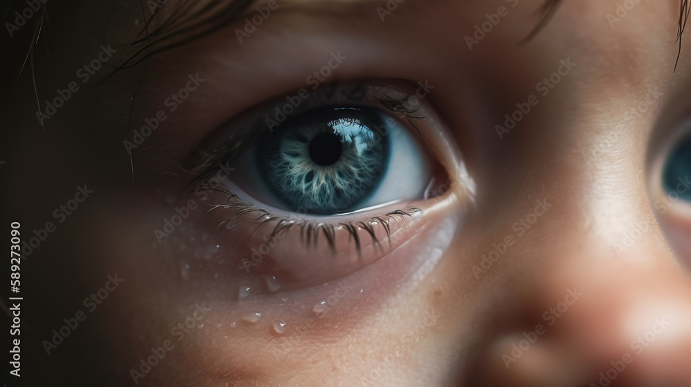 Little tender boy crying. Eye drop, tear drop of little sweetheart kid ...