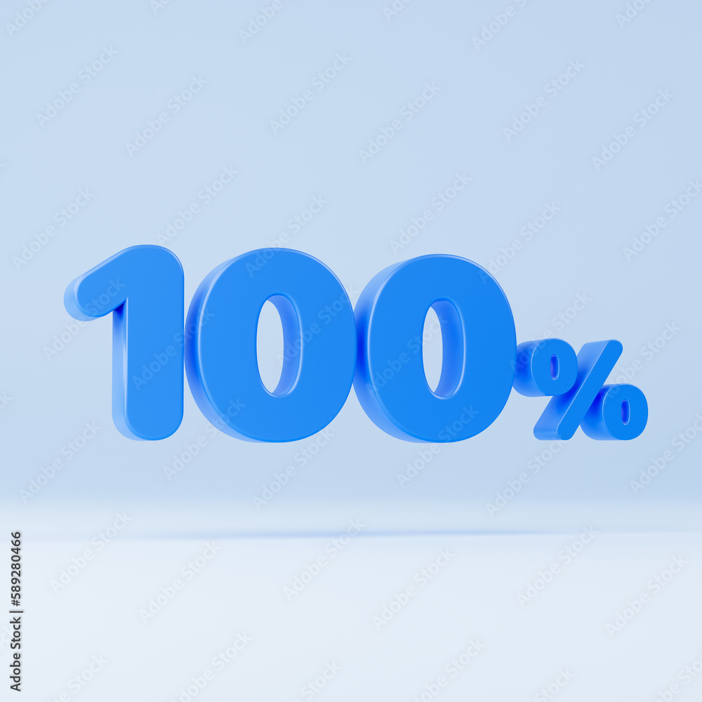 Blue 100% 3D number 100 percent symbol Great discount sale banner ...