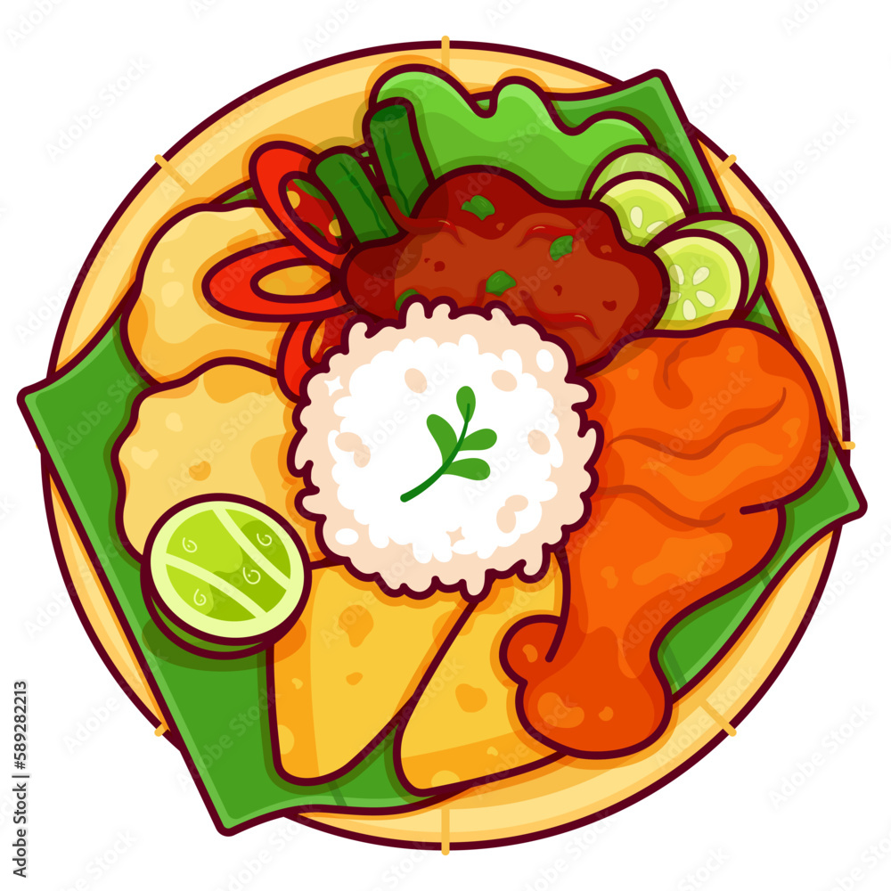 Obraz na płótnie Nasi Ayam Penyet - Indonesian food spicy penyet ...