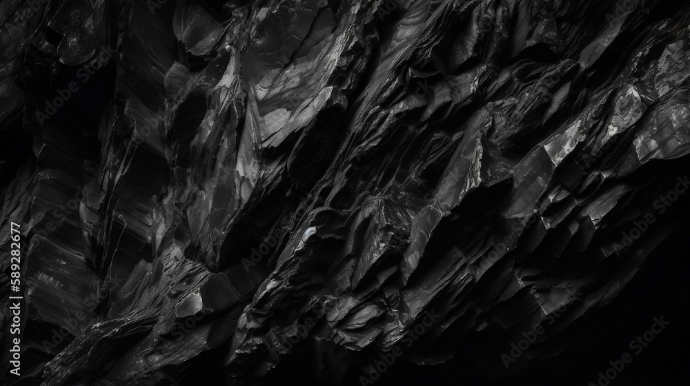 Black white rock texture. Dark gray stone wall background with space ...