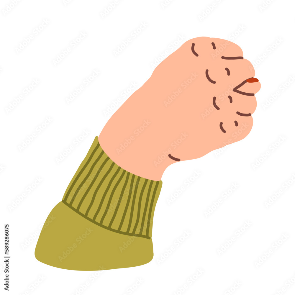 Woman's hand showing fig gesture. Denial sign. T is the twentieth ...