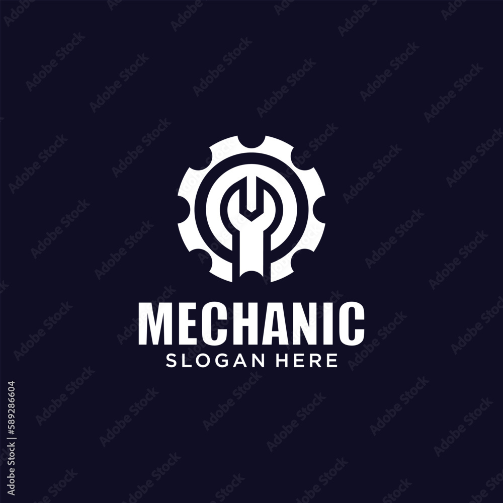 Mechanical technology logo, gear and piston combination logo symbol ...