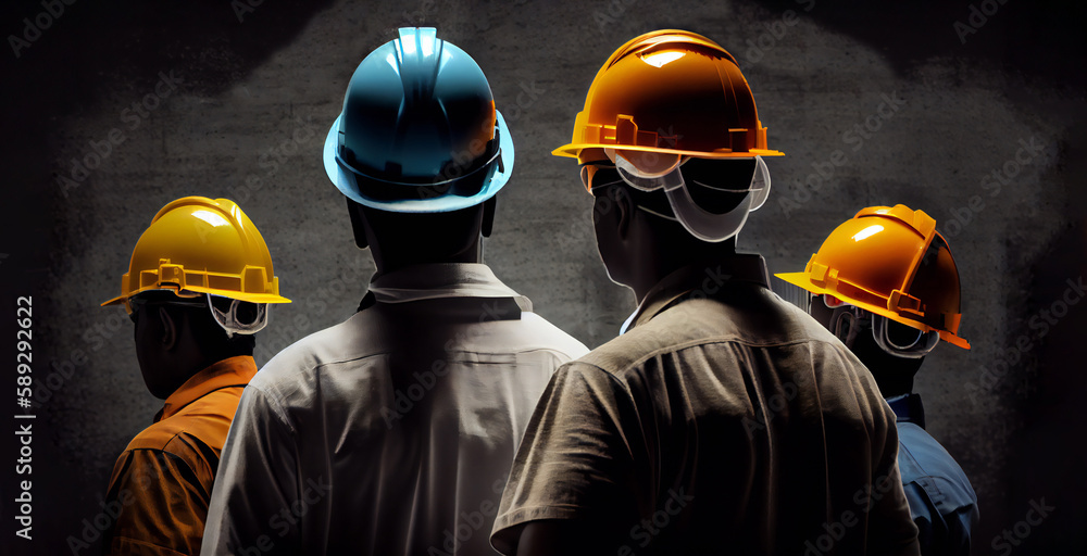 Labor Day. Engineer architecture contractor foreman workers with safety ...