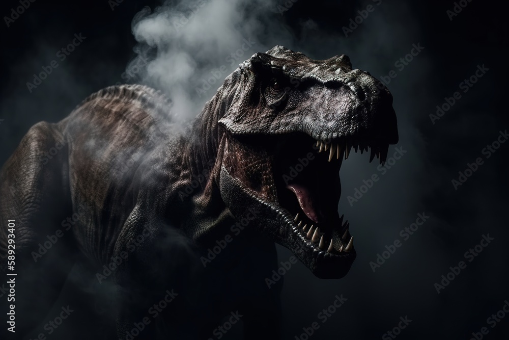 Big, angry and scary dinosaurs T-rex. generative ai Stock Illustration ...