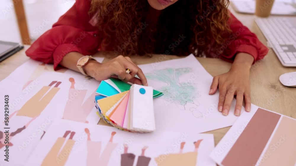 Designer, fashion and colour choice for sketch, pattern or texture of ...