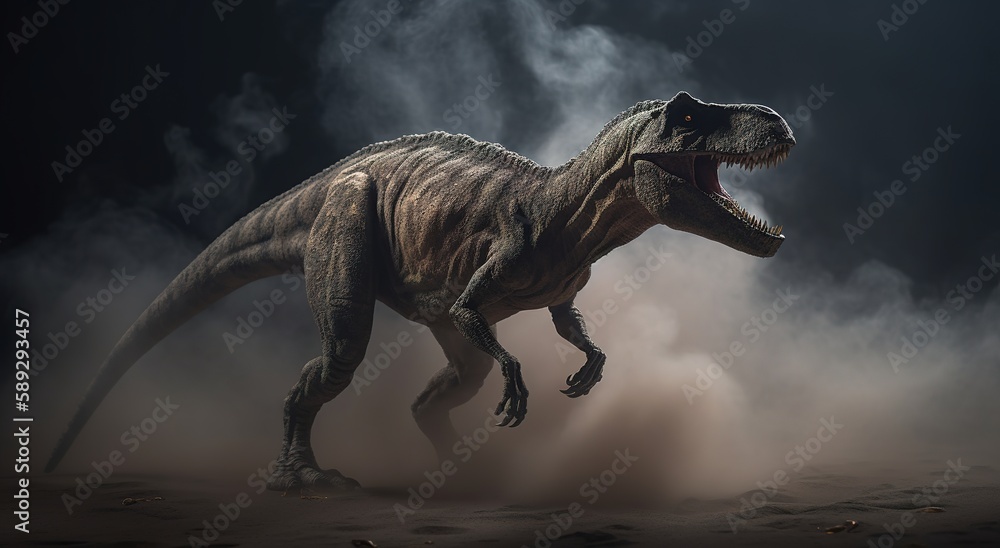 Big, angry and scary dinosaurs T-rex. generative ai Stock Illustration ...