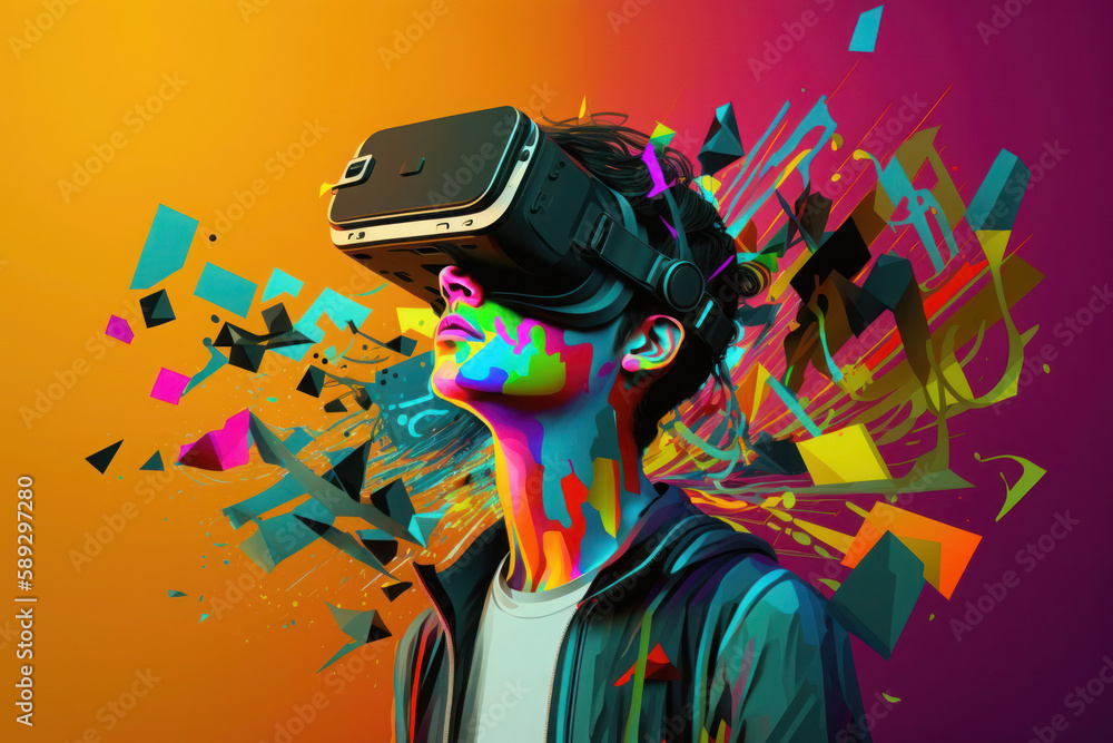 the metaverse virtual world using VR goggles, showcasing the exciting ...