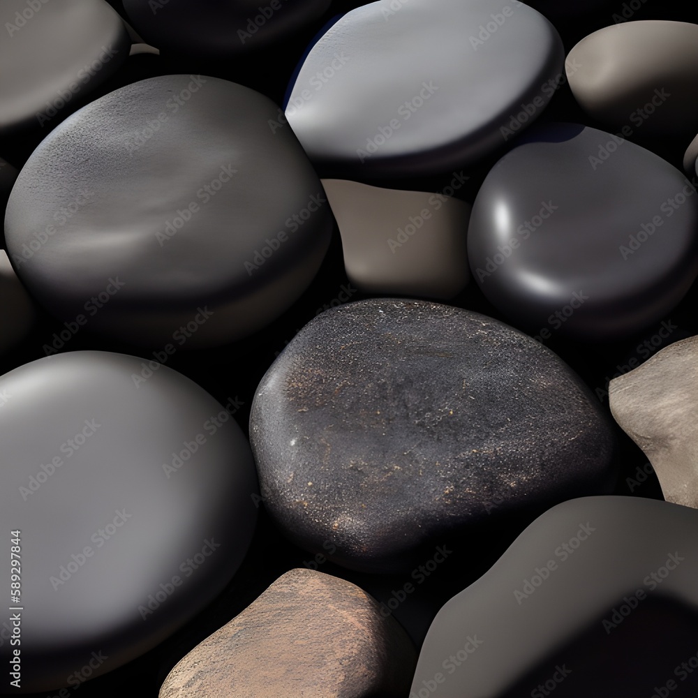 black and grey pebbles, Textures of stone floor and wall for game ...