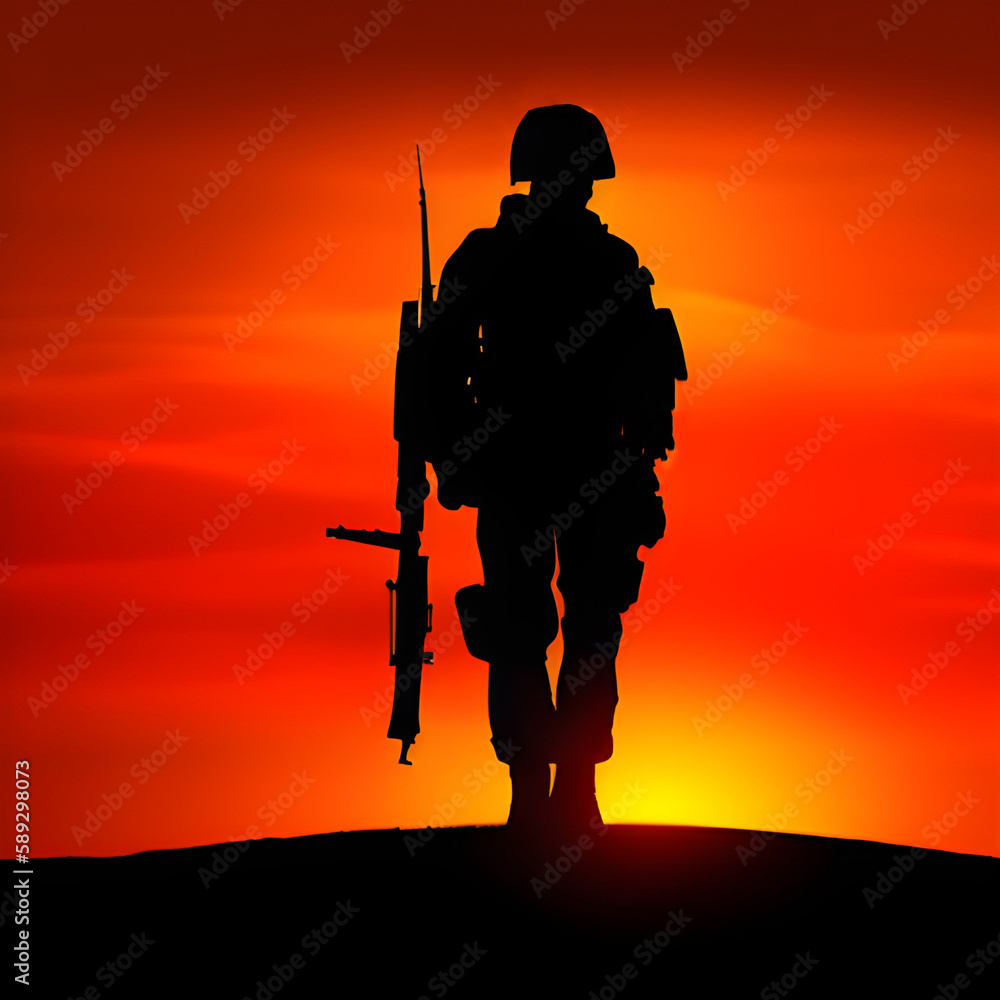 military training man Special Forces soldier stands after the war on ...