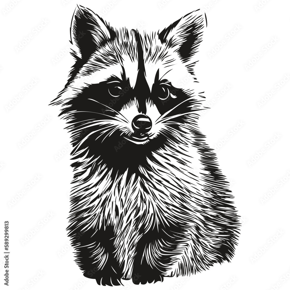 Raccoon sketches, outline with transparent background, hand drawn ...